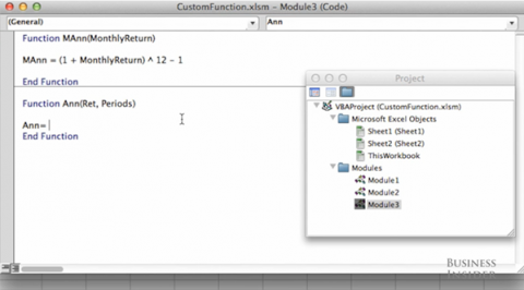 From BI Video: How to Create Custom Functions in Excel | A Simple Model