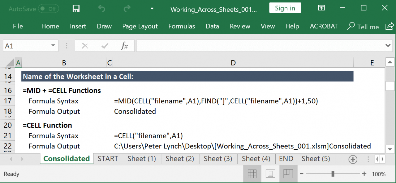 Excel: Reference the tab name in a cell. | A Simple Model Excel: Reference the tab name in a cell. | A Simple Model